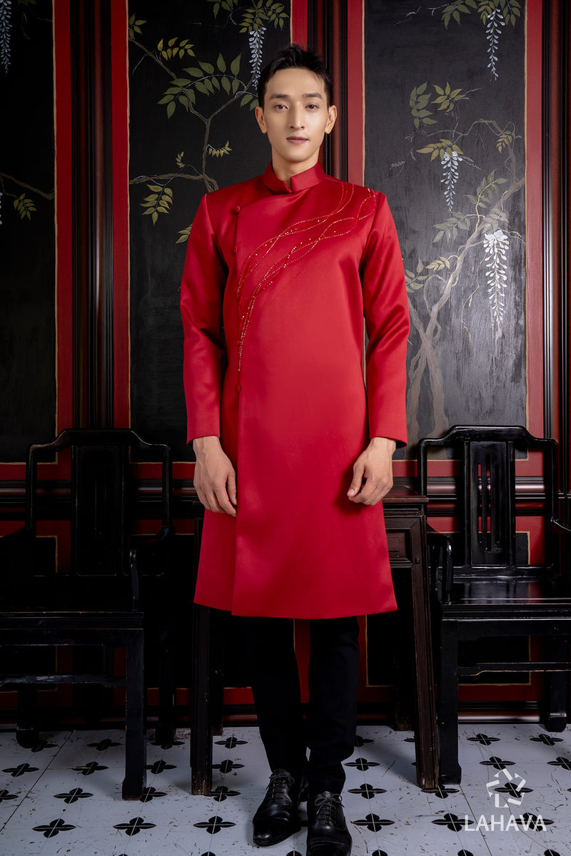 Simple traditional men's ao dai beaded – LAHAVA