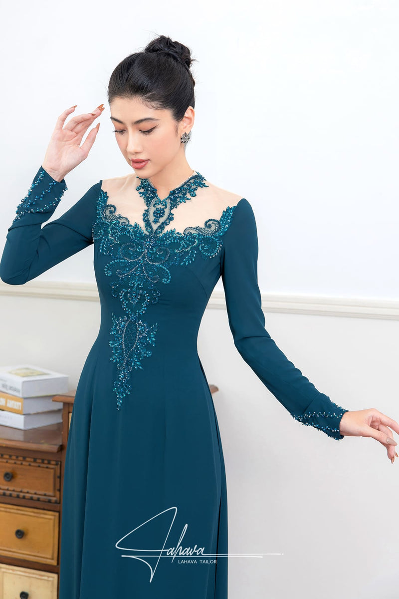 Modern beaded pattern ao dai – LAHAVA