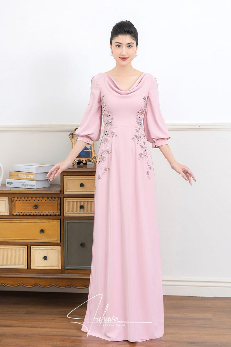 Cowl neck with modern cut-out sleeves – LAHAVA