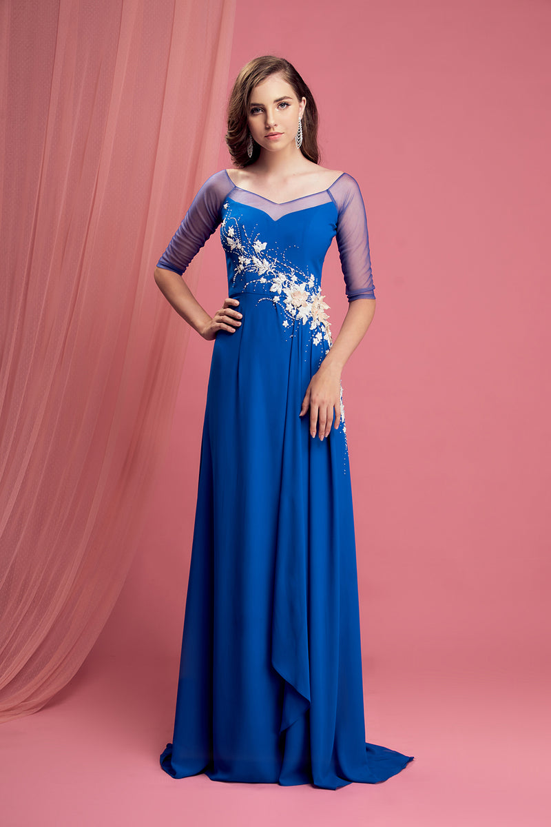 Simply half sleeves evening dress – LAHAVA